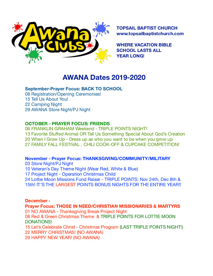 Awana » Topsail Baptist Church